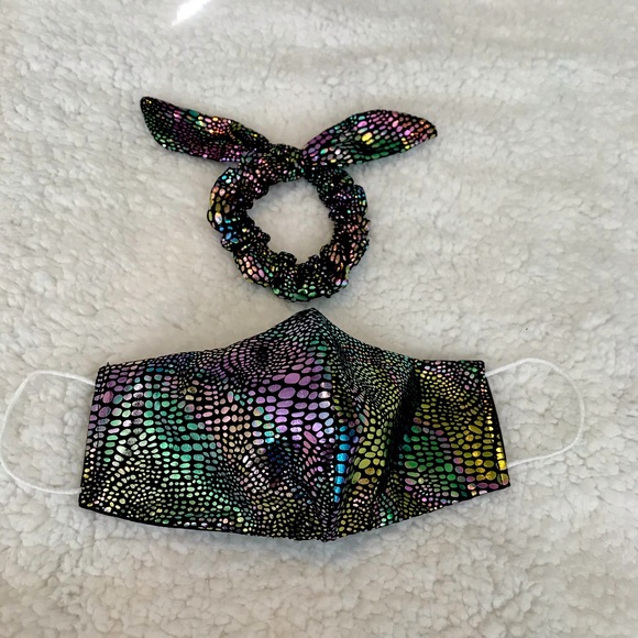 Handmade | Accessories | Face Mask Triple Layer Iridescent Scale ...